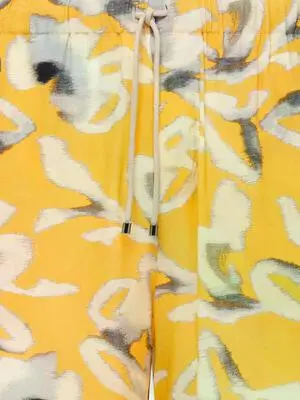 LANEUS Drawstring-fastening Floral-print Shorts - Yellow