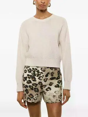 LANEUS Crew Neck Knitted Sweater - Neutrals