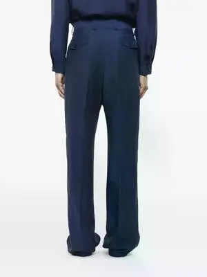 LANEUS Buttoned Flap Pocket Trousers - Blue