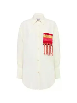 LANEUS Fringed Pocket Shirt - Neutrals