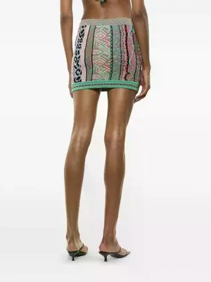 LANEUS Patterned Knit Mini Skirt