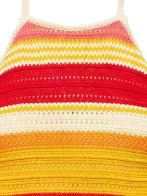 LANEUS Striped Knitted Halter Top