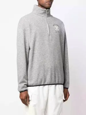 Brunello Cucinelli Embroidered Quarter-zip Sweatshirt - Grey