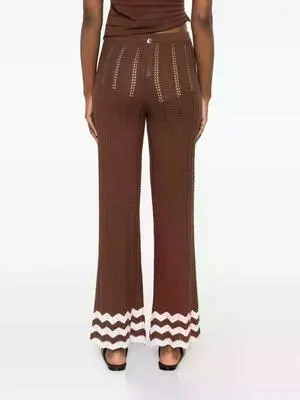 TWINSET Knitted Trousers With Zig-zag Pattern And Fringes - Brown
