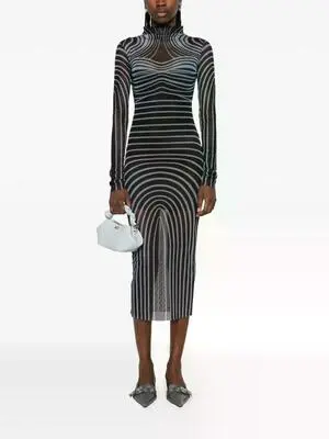 Patrizia Pepe Abstract Print Tulle Midi Dress - Black