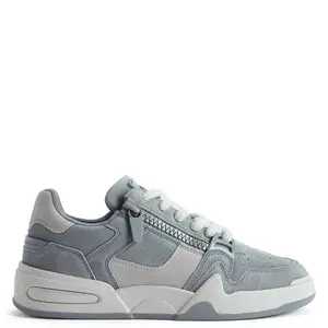 GIUSEPPE ZANOTTI Suede Low-top Sneakers With Zippers - Grey