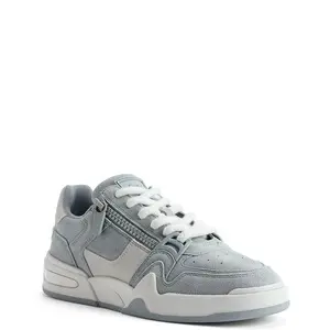 GIUSEPPE ZANOTTI Suede Low-top Sneakers With Zippers - Grey