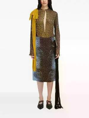FERRAGAMO Sheer Silk Georgette Bodysuit With Flower Sash