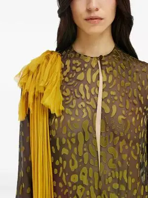 FERRAGAMO Sheer Silk Georgette Bodysuit With Flower Sash