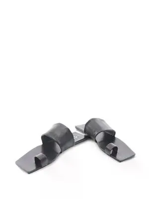 JIL SANDER Leather Square Toe Flat Sandals