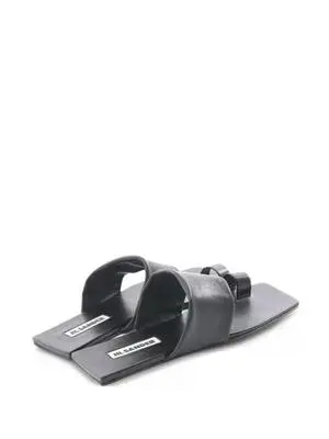 JIL SANDER Leather Square Toe Flat Sandals