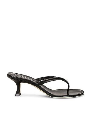 Manolo Blahnik Paterno 50 Leather Sandal - Black
