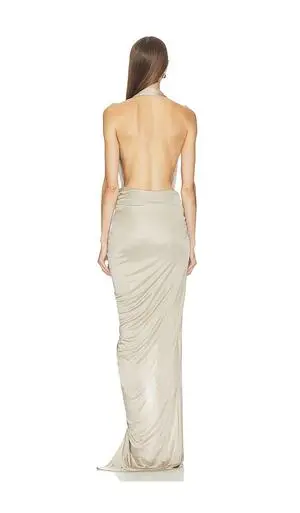 Atlein Open Draped Gown - Beige