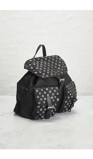 FWRD RENEW Prada Grommet Embellished Tessuto Backpack