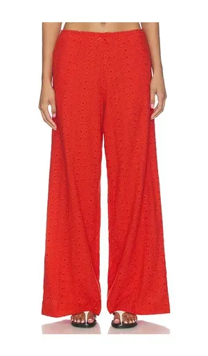 NIA X Revolve Eyelet Trousers - Red