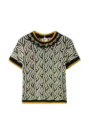 La DoubleJ Patterned Beaded Top