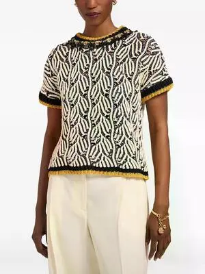 La DoubleJ Patterned Beaded Top