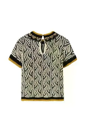 La DoubleJ Patterned Beaded Top
