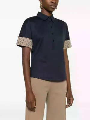 Herno Printed Cuff Polo Top - Blue