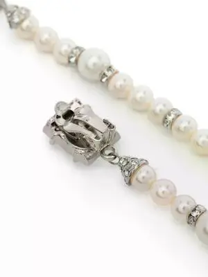 Alessandra Rich Tone Pearl And Crystal Embellished Drop Earrings