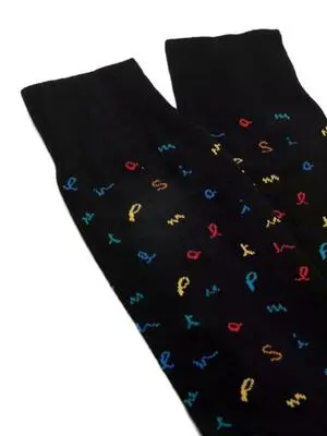 Paul Smith Meribel Logo-pattern Crew Socks - Black