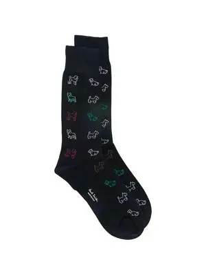 Paul Smith Dog Patterned Crew Socks - Blue