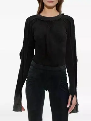 KNWLS Long-sleeve Ribbed Cotton Bodysuit With Thumb Slits
