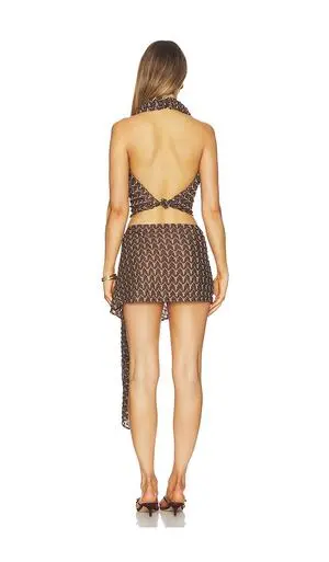 Hanne Bloch Knit Scarf Top And Skirt Set