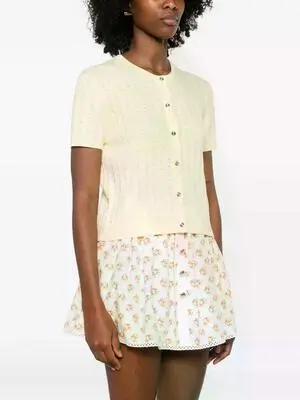 Maje Cotton And Silk Blend Cardigan With Rhinestone Embellishments