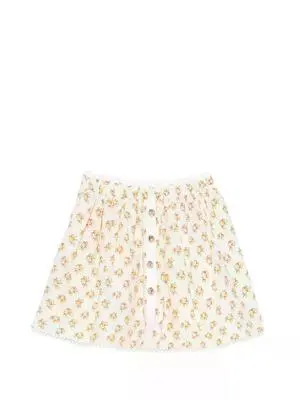 Maje Printed A-line Skirt With Lace Trim - Neutrals