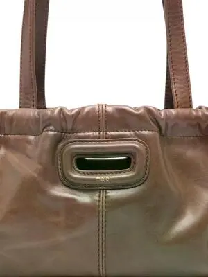 Maje Gathered Leather Shoulder Bag - Brown
