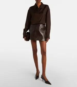 THE FRANKIE SHOP Rory Croc-effect Leather Miniskirt