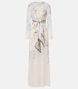 Zimmermann Luna Belted Floral Maxi Dress - Beige