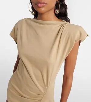 Isabel Marant Étoile Nadela Gathered Cotton Jersey Midi Dress - Beige