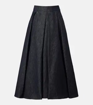 Max Mara Pleated Denim Midi Skirt