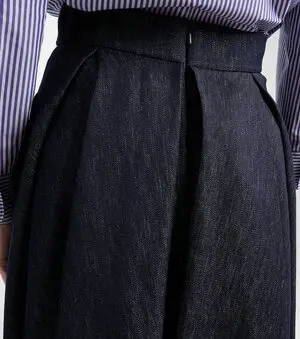 Max Mara Pleated Denim Midi Skirt