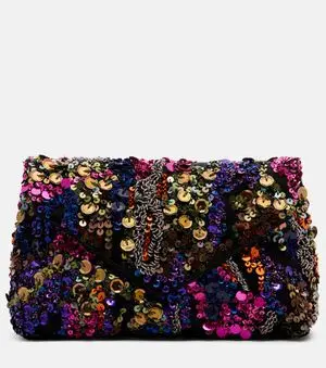 Dries Van Noten Medium Sequined Satin Clutch - Multicoloured