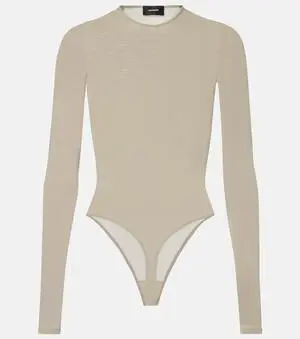 Wardrobe.NYC Sheer Long-sleeved Bodysuit - Grey