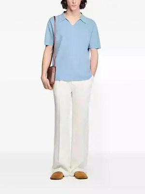 Sandro Stretch Knit Polo Shirt - Blue