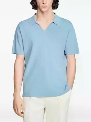 Sandro Stretch Knit Polo Shirt - Blue