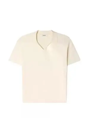Sandro Stretch Knit Polo Shirt Neutrals