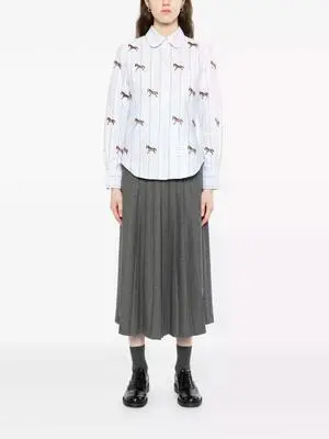 Thom Browne Horse-embroidered Shirt - Blue