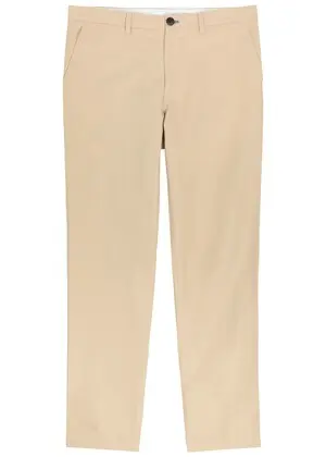 Paul Smith Tapered-leg Cotton And Linen-blend Trousers - Beige