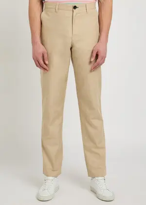 Paul Smith Tapered-leg Cotton And Linen-blend Trousers - Beige