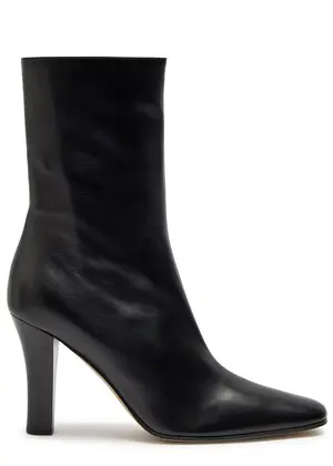 THE ROW Mona 80 Leather Mid-calf Boots - Black