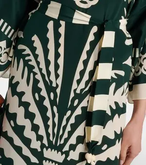 ERES Belted Printed Silk Kaftan - Green