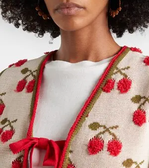 La DoubleJ Cherry Intarsia Cotton-blend Vest - Multicoloured