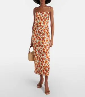 SIR. Floral Linen Midi Dress