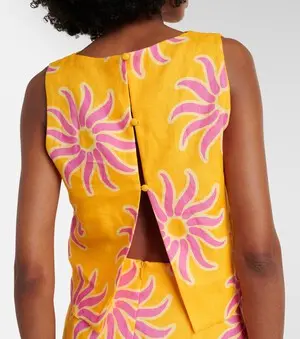 CALA DE LA CRUZ Avelino Printed Linen Crop Top