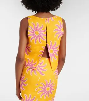 CALA DE LA CRUZ Avelino Printed Linen Crop Top